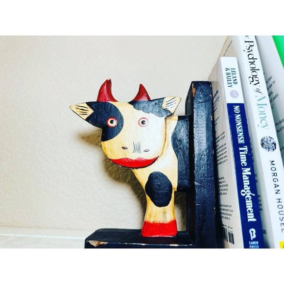 Unbranded | Accents | Vintage Hand Carved Solid Wood Funny Cow Head ...